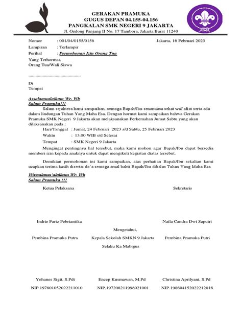 Surat Permohonan Izin Orang Tua Perjusa Pdf