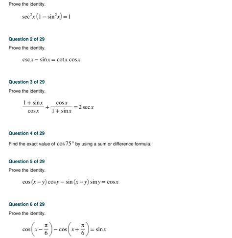 Solved Prove The Identity Sec X 1 Sin X 1 Question 2 Of Chegg