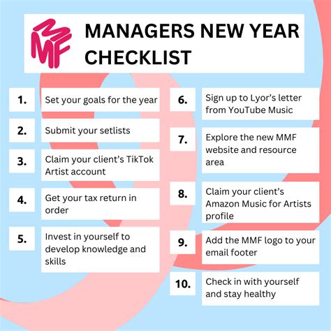Managers New Year Checklist Music Managers Forum Mmf