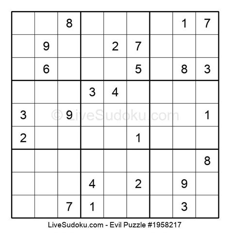 Evil Sudoku Online 1958217 Live Sudoku