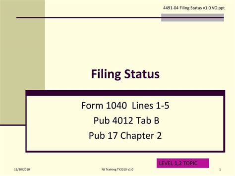 PPT Filing Status PowerPoint Presentation Free Download ID 500810