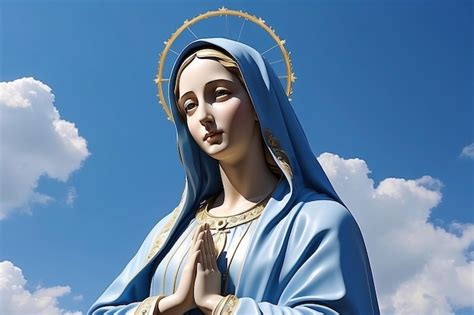 Blessed Virgin Mary Against The Blue Sky Ai Generated Premium Ai