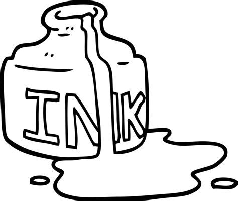 Dessin Au Trait Dessin Animé Bouteille Dencre Renversée 12146491 Art