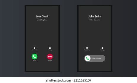 Mockup Incoming Call Voicemail Screen Smartphone Stock Vector Royalty