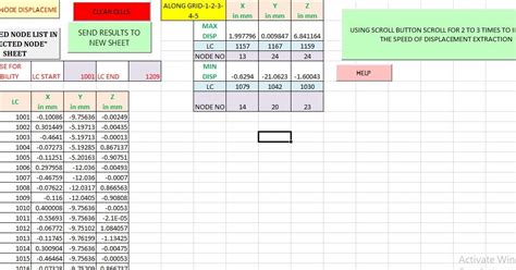 Structural Engineering Tools Staad Pro Node Displacement Excel