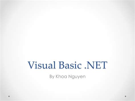 PPT Visual Basic NET PowerPoint Presentation Free Download ID