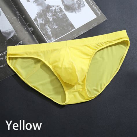 Mens See Through Breathable Underpants Ice Silk Briefs Low Rise Sexy