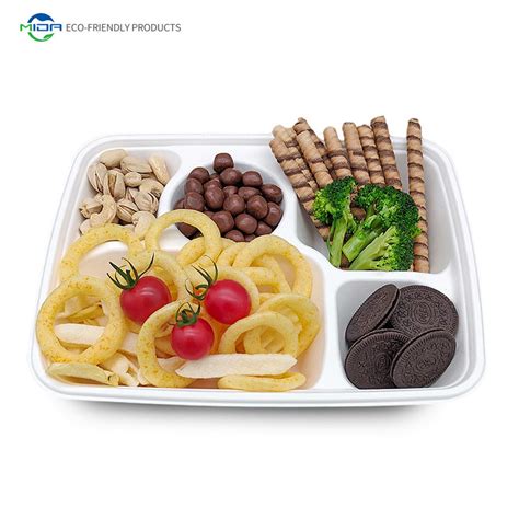 Eco Friendly Food Containers Wholesale Biodegradable Tray 5 Compartment