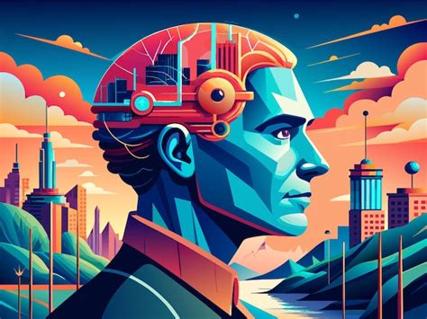 neural implants enhancing cognitive abilities vector illustration flat