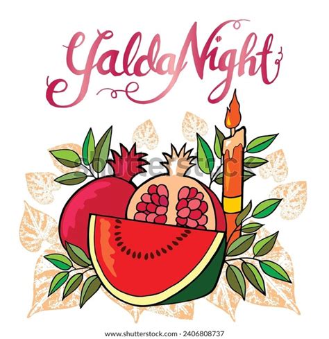 Yalda Night Hand Drawn Illustration Background Stock Vector Royalty