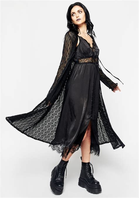 Disturbia Conjure Satin Lace Trim Cami Midi Dress Dresses