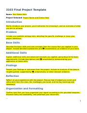 3103 Final Project Template 1 Docx 3103 Final Project Template Name