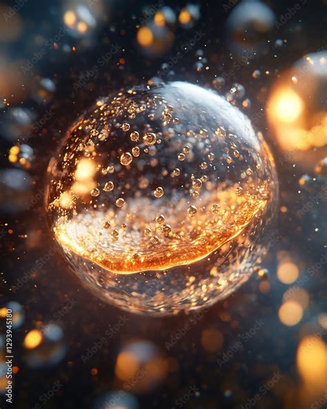 Glowing 3d Representation Of Yeast Cell Fermentation Showcasing Ethanol