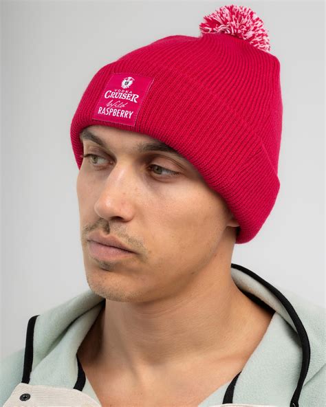 Vodka Cruiser Raspberry Pom Pom Beanie In Raspberry Free Shipping