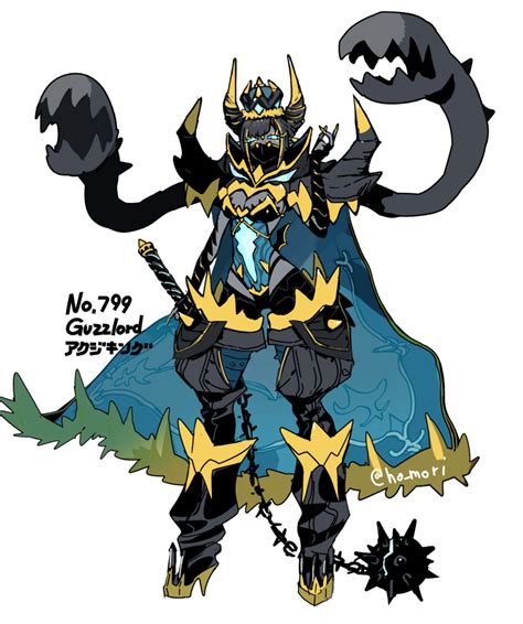 Harurie Guzzlord Nintendo Pokemon Highres 1girl Aqua Eyes Aqua