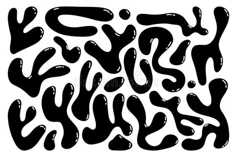 Liquid Organic Blob Shapes Abstract Ink Stains And Fluid Spots Round
