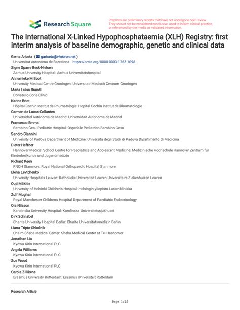 Pdf The International X Linked Hypophosphataemia Xlh Registry