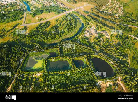 Aerial View Retention Basins Wet Pond Wet Detention Basin Or
