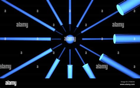 Black Background With Blue Stripes Design A Small Circle From Which