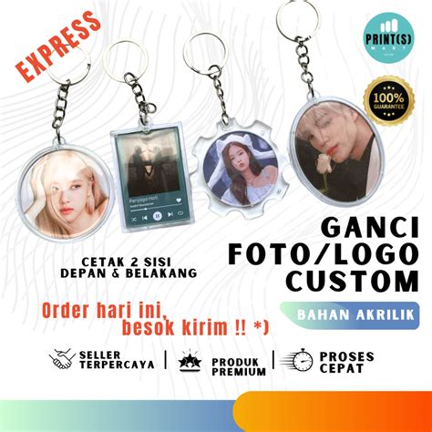 Jual Gantungan Kunci Foto Logo Gambar Custom Ganci Spotify Polaroid