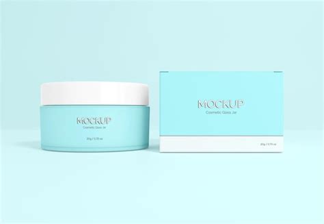 Premium Psd Cosmetic Glass Jar With Box Mockup