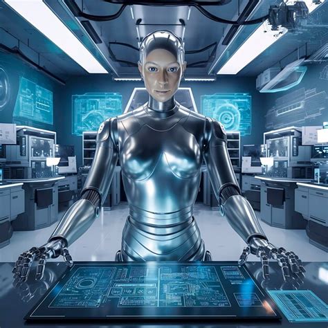 3d artificial intelligence research robot premium ai generated image