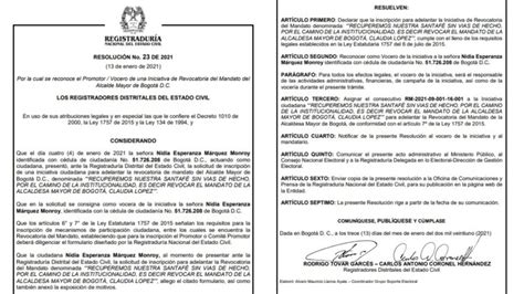 Registraduría avaló los comités que buscan revocar a Claudia López y
