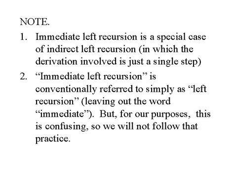 Removing Left Recursion And Indirect Left Recursion Definitions