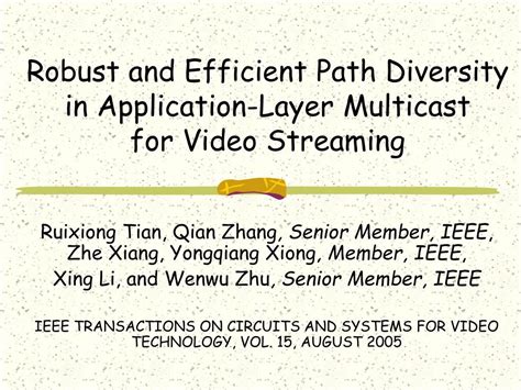 Ppt Robust And Efficient Path Diversity In Application Layer