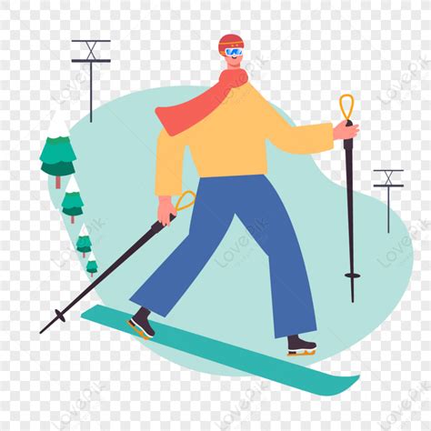 손으로 그린 만화 겨울 스키 그림부츠나무 Png 일러스트 무료 다운로드 Lovepik