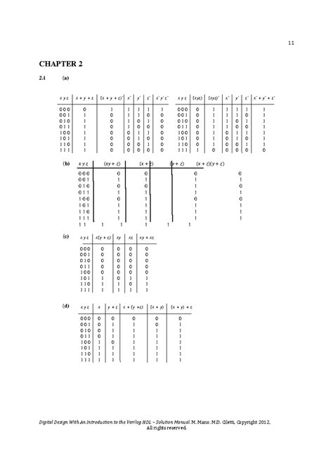 Exercises Solution Chapter 2 Digital Design With An Introduction To The Verilog Hdl Solution