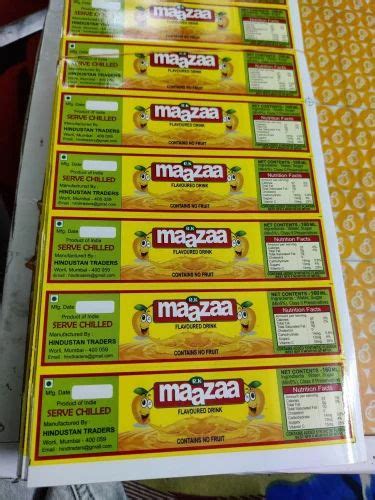 Multicolor Paper Printed Juice Bottle Labels At ₹ 0 50 Piece In New Delhi Id 2853588691630