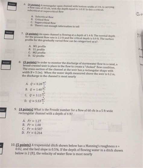 Solved Points A Rectangular Open Channel With Bottom Chegg