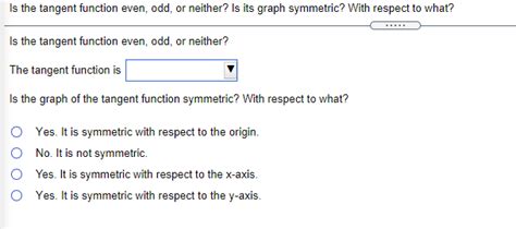 Solved Is The Tangent Function Even Odd Or Neither Is Its Chegg Com