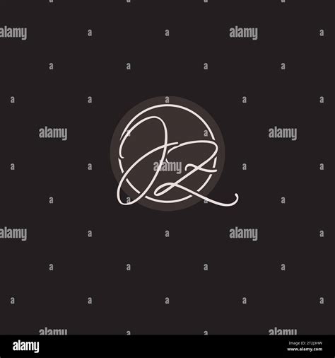 Initials Jz Logo Monogram With Simple Circle Line Style Vector Graphic