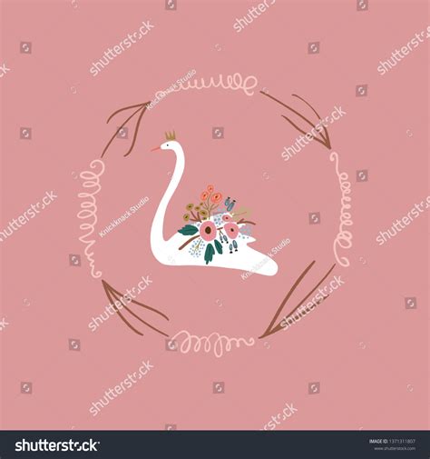 Beautiful White Swan Princess Queen Crown Stock Vector Royalty Free