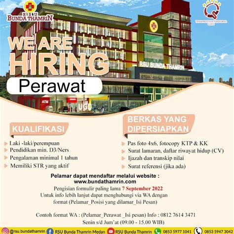 Lowongan Kerja Medan September 2022 D3 S1 Di Rumah Sakit Umum Bunda