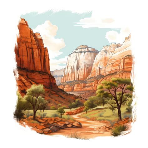 Zion National Park Watercolor Sketch Art Bundle Zion National Etsy