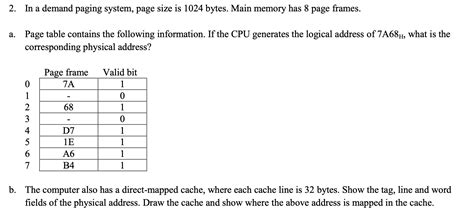 Solved 2 In A Demand Paging System Page Size Is 1024