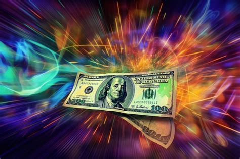 Premium Ai Image Dollar Bills Falling With Colorful Abstract Background