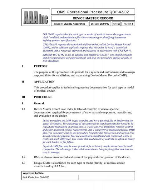 Qms Operational Procedure Qop 42 02 Quality Coach