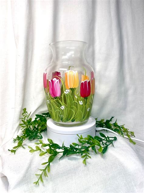Hand Painted Tulip Vase In A Multiple Shades With Free Etsy