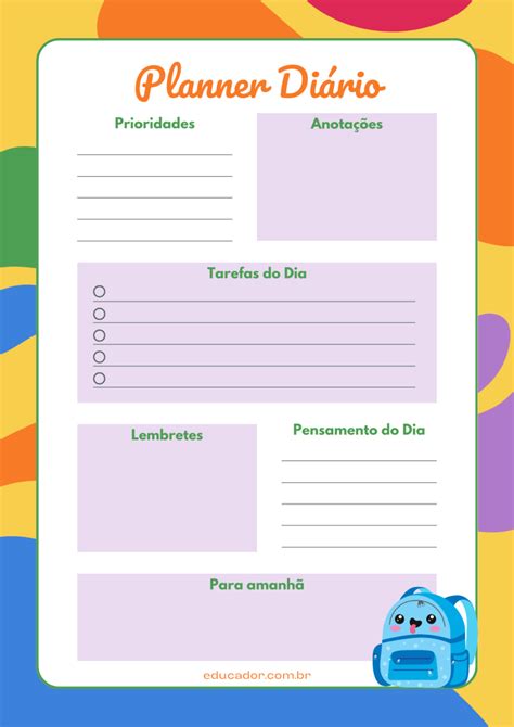 Planner Do Professor 2025 Para Imprimir Gratuitamente Educador