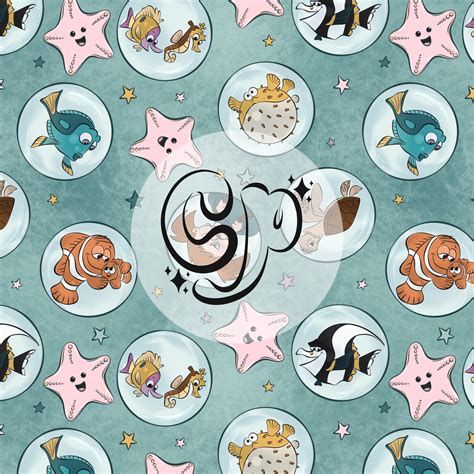 Nemo And Friends Bubbles Seamless File Creativeprintsds