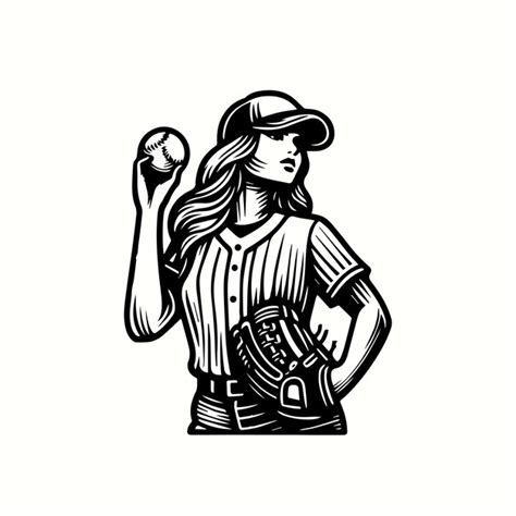 Baseball Girl Pitcher Design Premium Ai Generated Vector