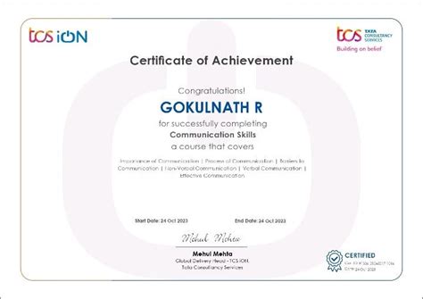 gokulnath r on linkedin successfully completed the communication