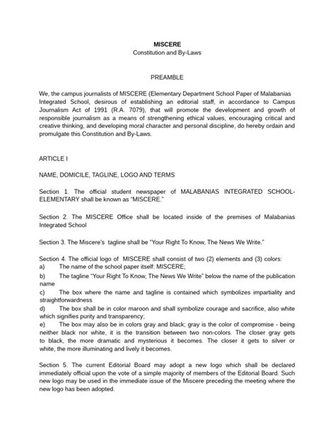 Miscere Constitution And By Laws Pdf Editing Cartoonist