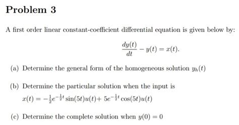 Solved Problem 3 A First Order Linear Constant Coefficient