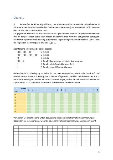 Uebung 1 Ubung 1 1 Übung 1 A Entwerfen Sie Einen Algorithmus Der