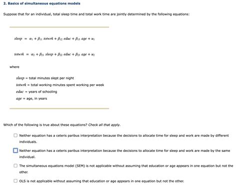 Solved Basics Of Simultaneous Equations Modelssuppose That